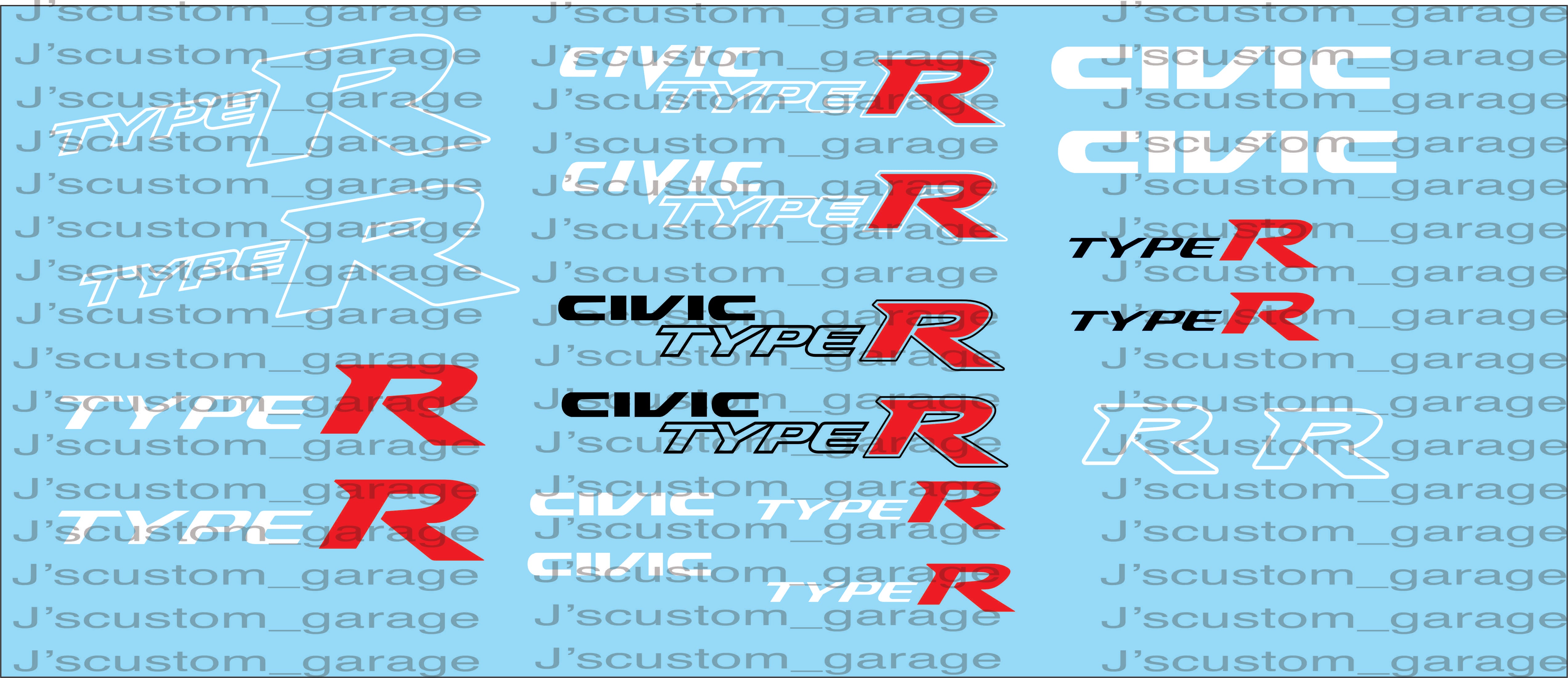 Type R civic logo pack waterslide decal – J’scustom_Garage