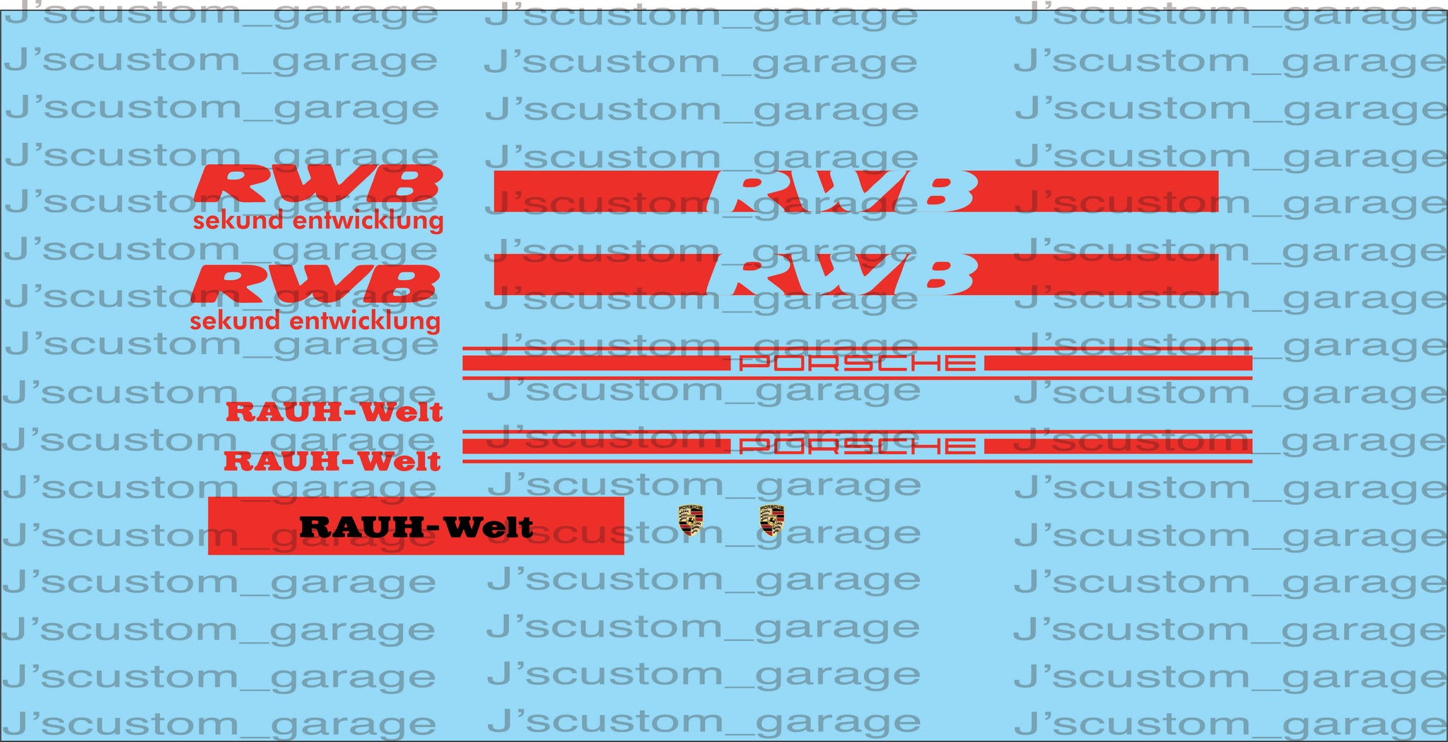 Porsche/RWB logos waterslide decal – J’scustom_Garage