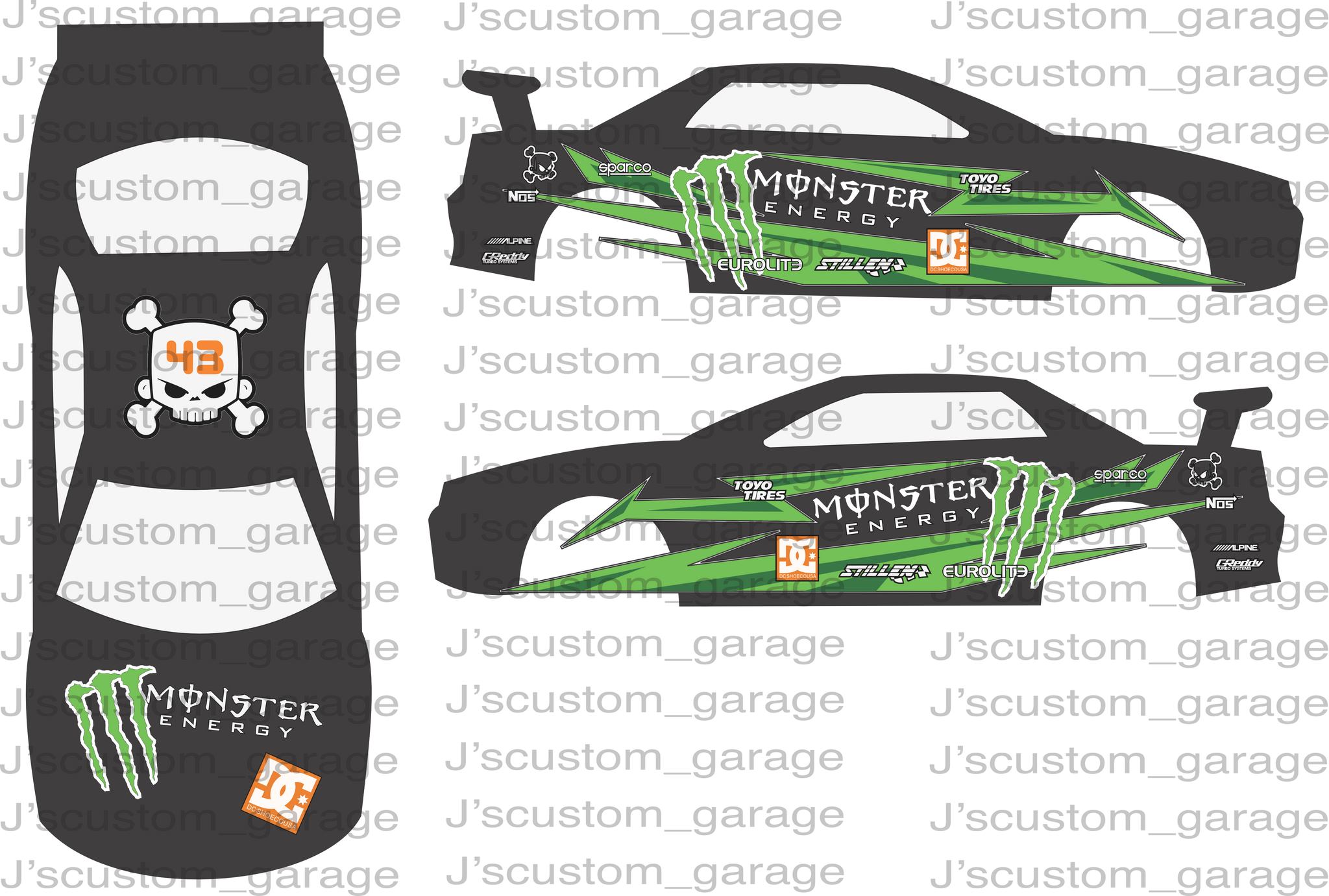 Universal "Monster racing" decal waterslide decal – J’scustom_Garage